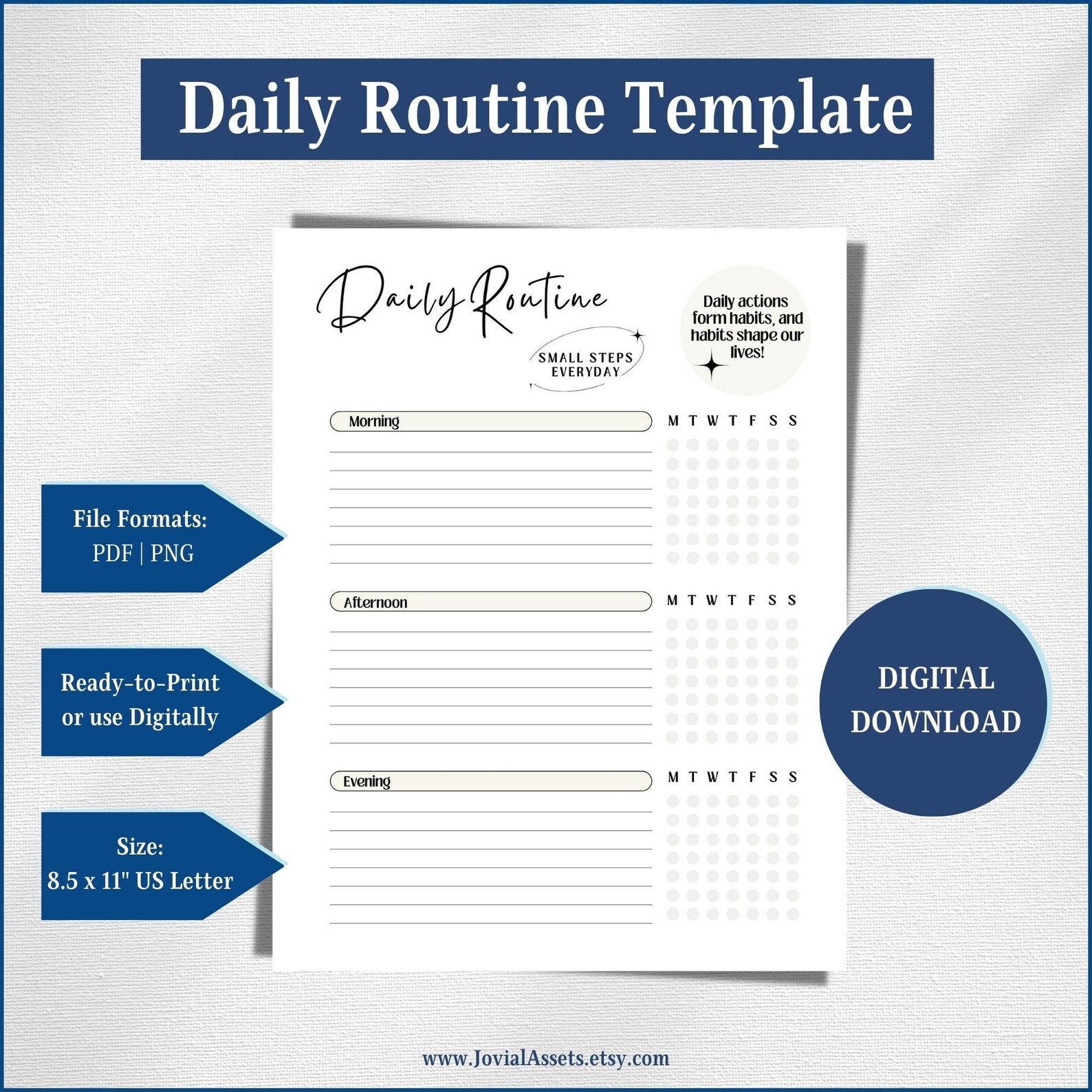 Daily Routine Checklist Daily Planner Daily Routine Chart Customizable ...