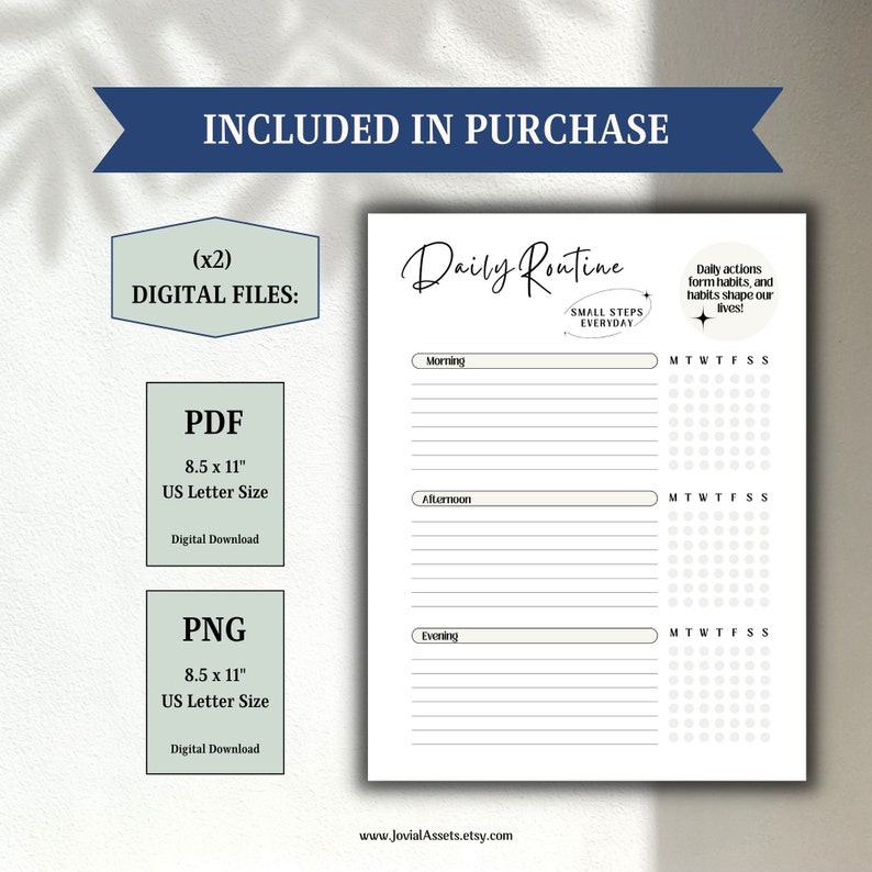 Daily Routine Checklist Daily Planner Daily Routine Chart Customizable ...