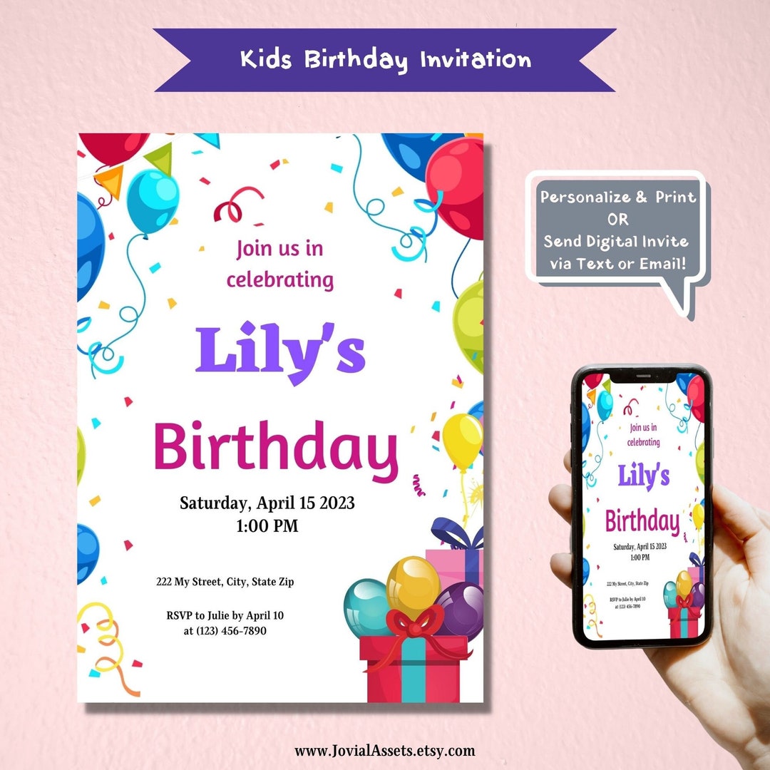 Customizable Birthday Party Invitation: Kids or Adults (digital ...