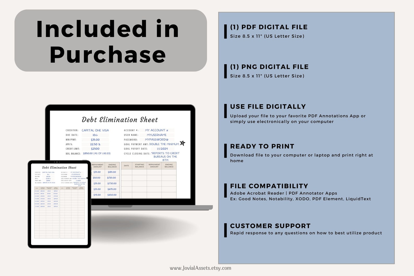 Debt Tracker Debt Elimination Sheet Editable and Printable Debt ...