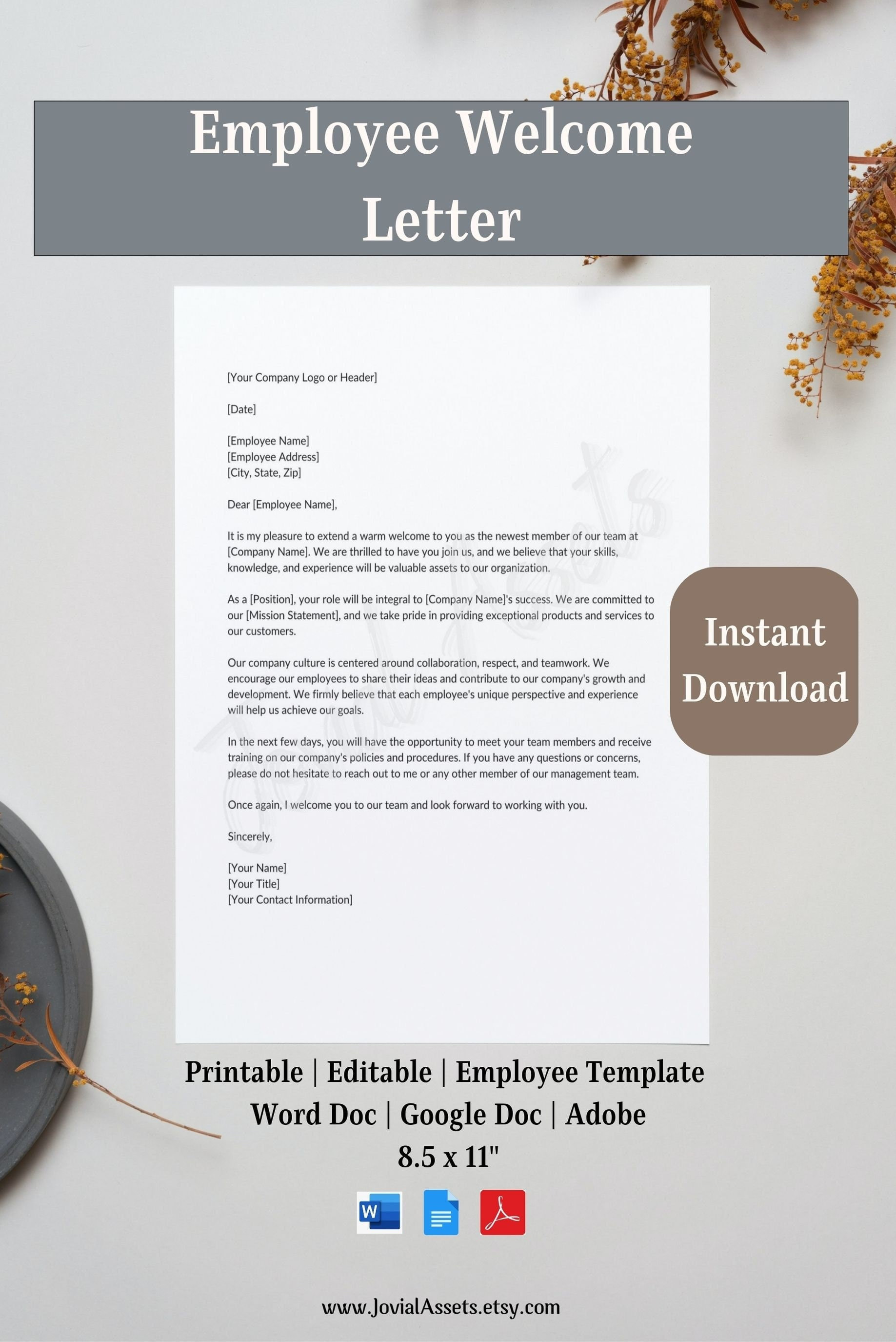 New Employee Welcome Letter | Professional Business Document | Human ...