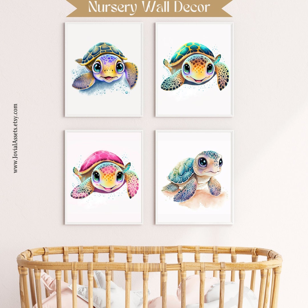 Nursery Wall Art Wall Decor Baby Turtles Theme for Boy or Girl ...