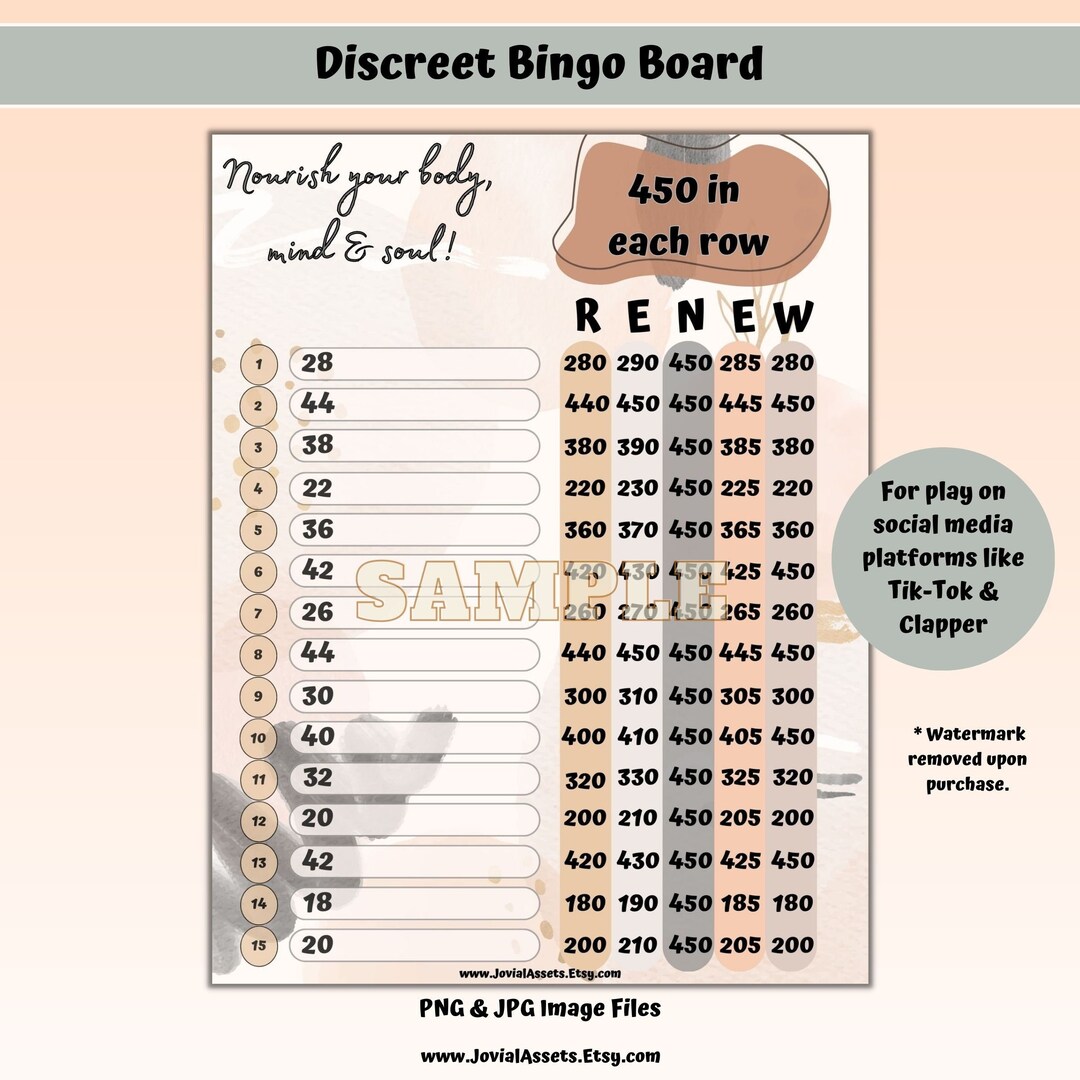 Bingo Board Aesthetic Minimalist Theme Digital Bingo Board High Limit ...