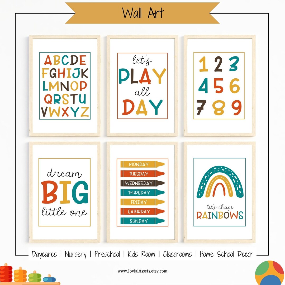 Playful Alphabet & Number Prints: Kids Room Decor (digital Print) - Etsy