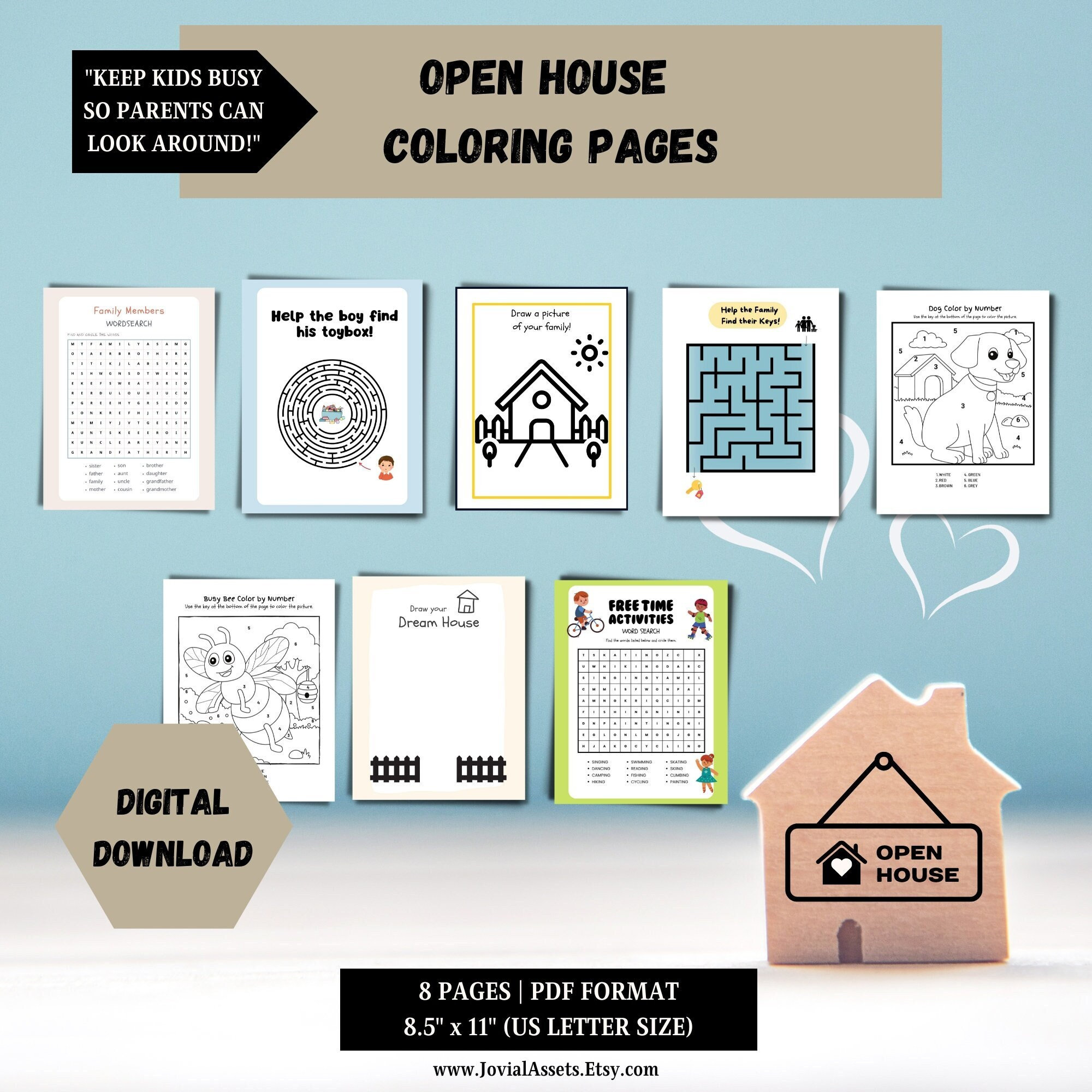 Open House Coloring Pages Kids Activities Real Estate Listing Open ...