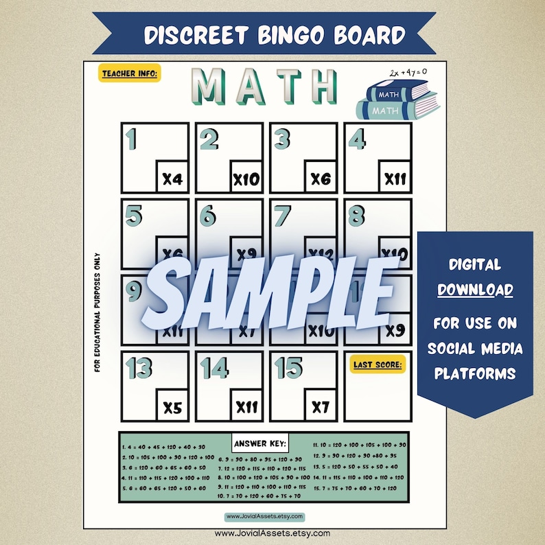 Discreet Bingo Board Digital Bingo Board WTA Bingo Board 120 in Each ...