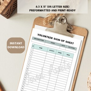 Volunteer Signup Template | Printable Volunteer Sign up Form ...