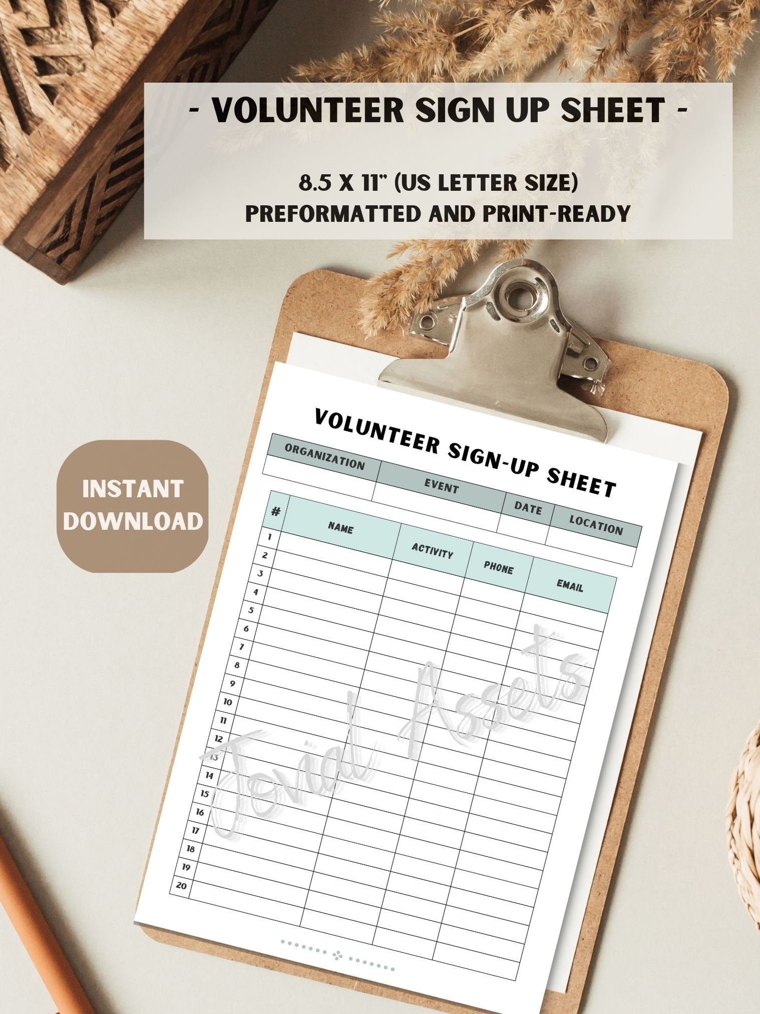 Volunteer Signup Template | Printable Volunteer Sign up Form ...