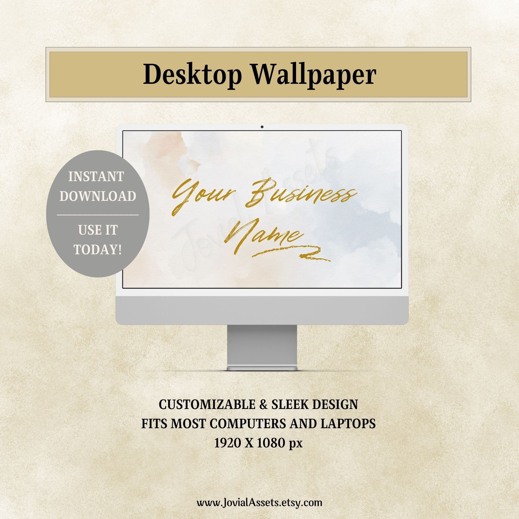 Business Name Desktop Wallpaper: Customizable PNG File (digital ...