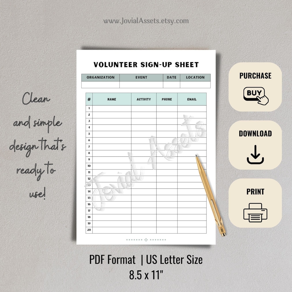Volunteer Signup Template | Printable Volunteer Sign up Form ...