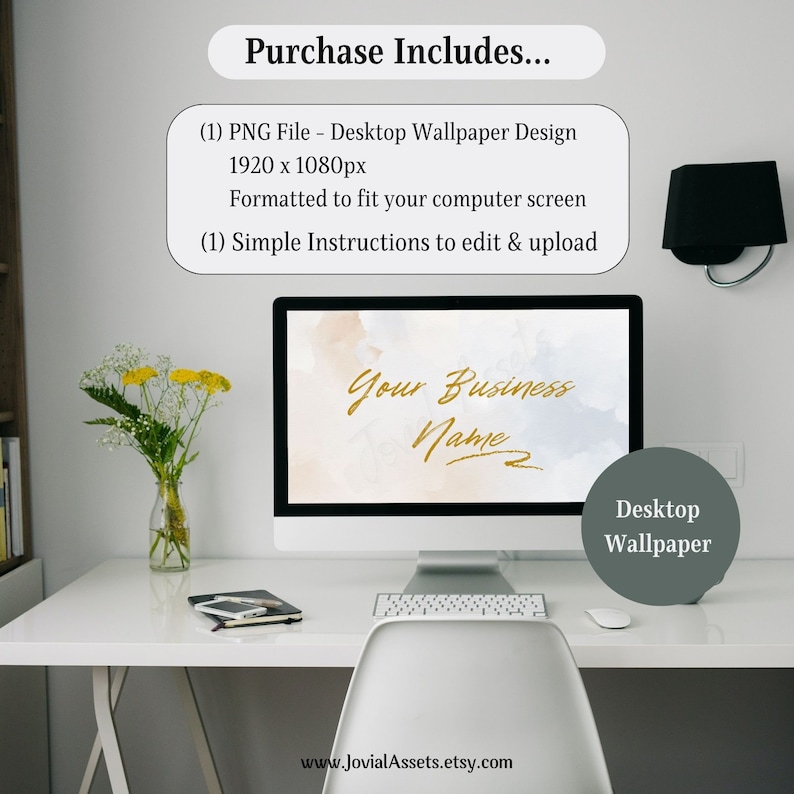 Business Name Desktop Wallpaper: Customizable PNG File (digital ...