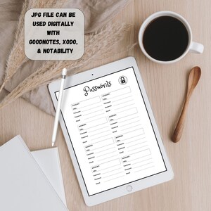 Password Tracker Sheet: Printable Password Organizer (digital Download ...