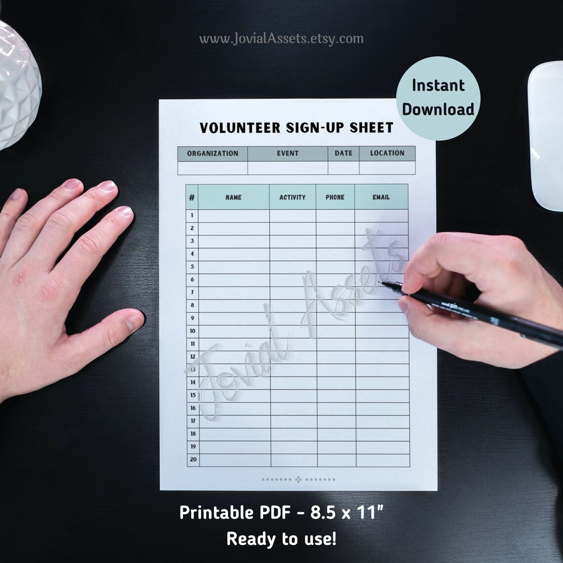 Volunteer Signup Template | Printable Volunteer Sign up Form ...