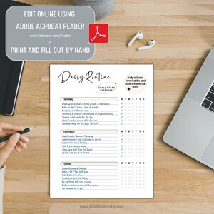 Daily Routine Checklist Daily Planner Daily Routine Chart Customizable ...