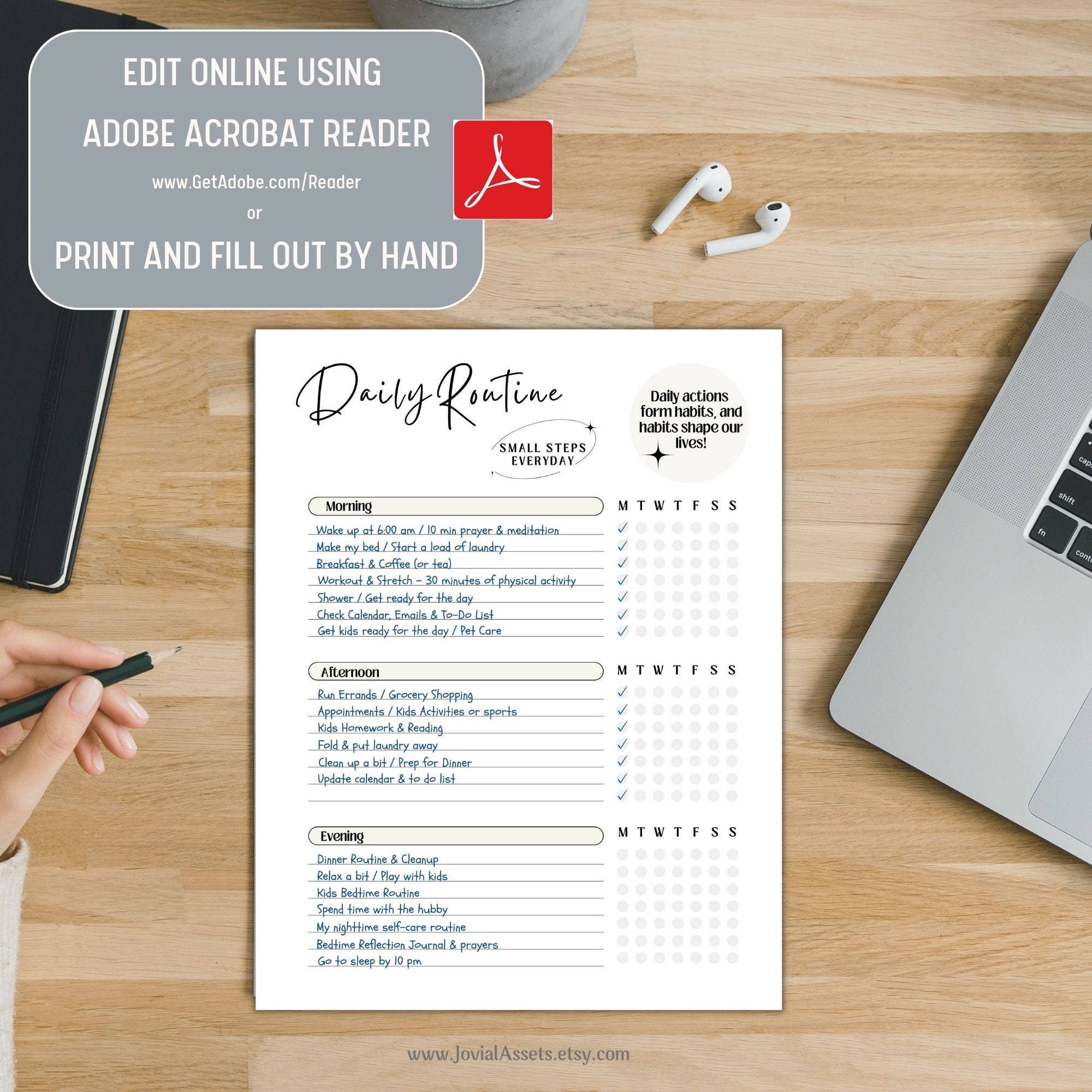 Daily Routine Checklist Daily Planner Daily Routine Chart Customizable ...