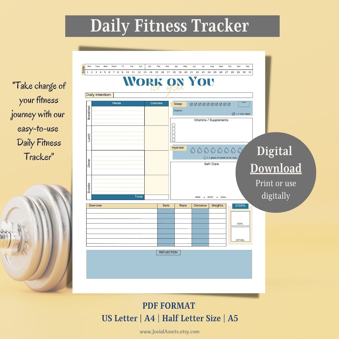 Daily Fitness Tracker Printable: Wellness & Workout Planner (digital ...