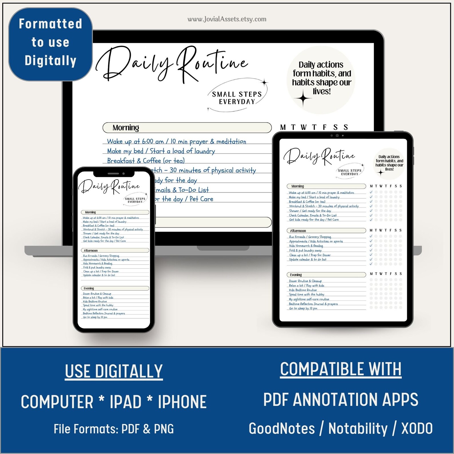 Daily Routine Checklist Daily Planner Daily Routine Chart Customizable ...