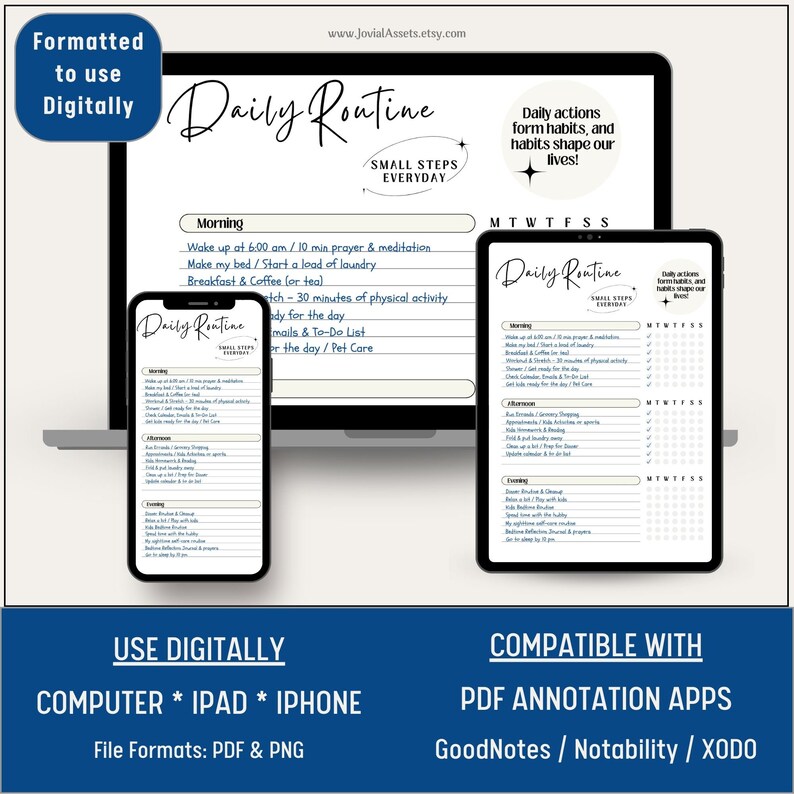 Daily Routine Checklist Daily Planner Daily Routine Chart Customizable ...