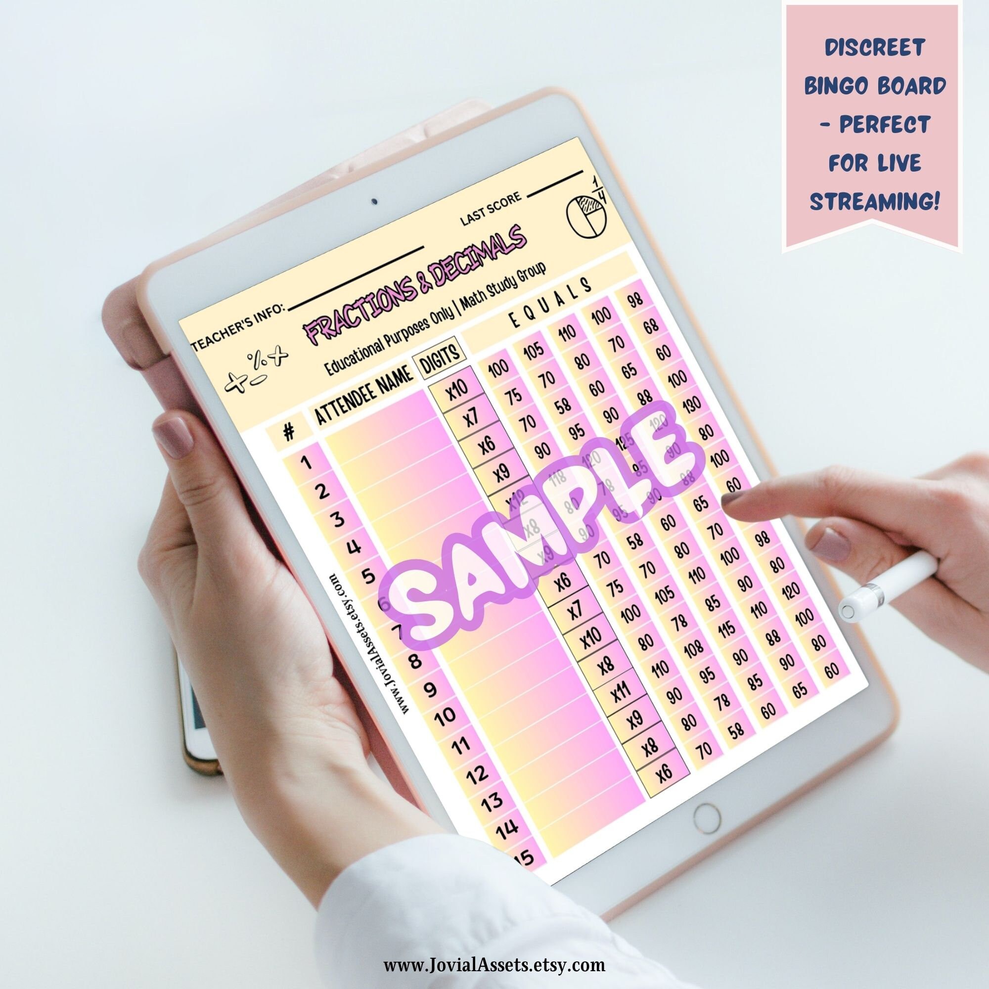 Math Class Bingo Fractions Decimals Bingo Algebra Bingo Discreet Bingo ...