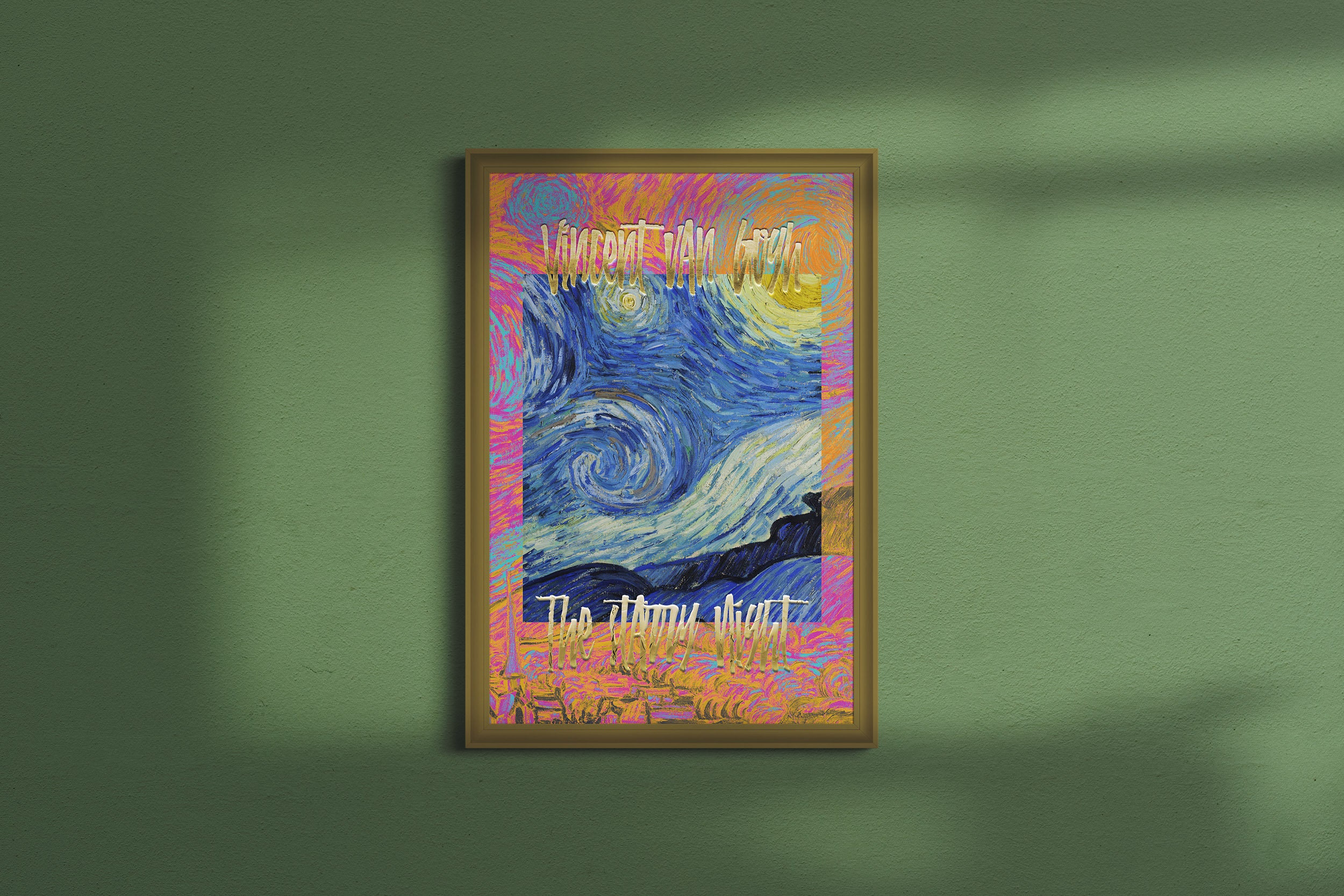 The Starry Night Abstract Painting Print With Metallic Foil, Gold ...