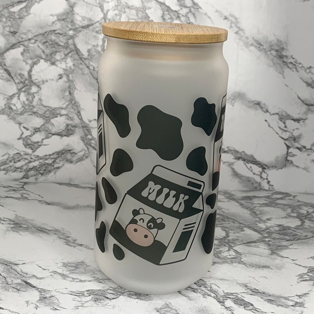 Cute Cow Glass Cup, Tumbler for Cow Lovers, Farm Animals Libbey Cup ...
