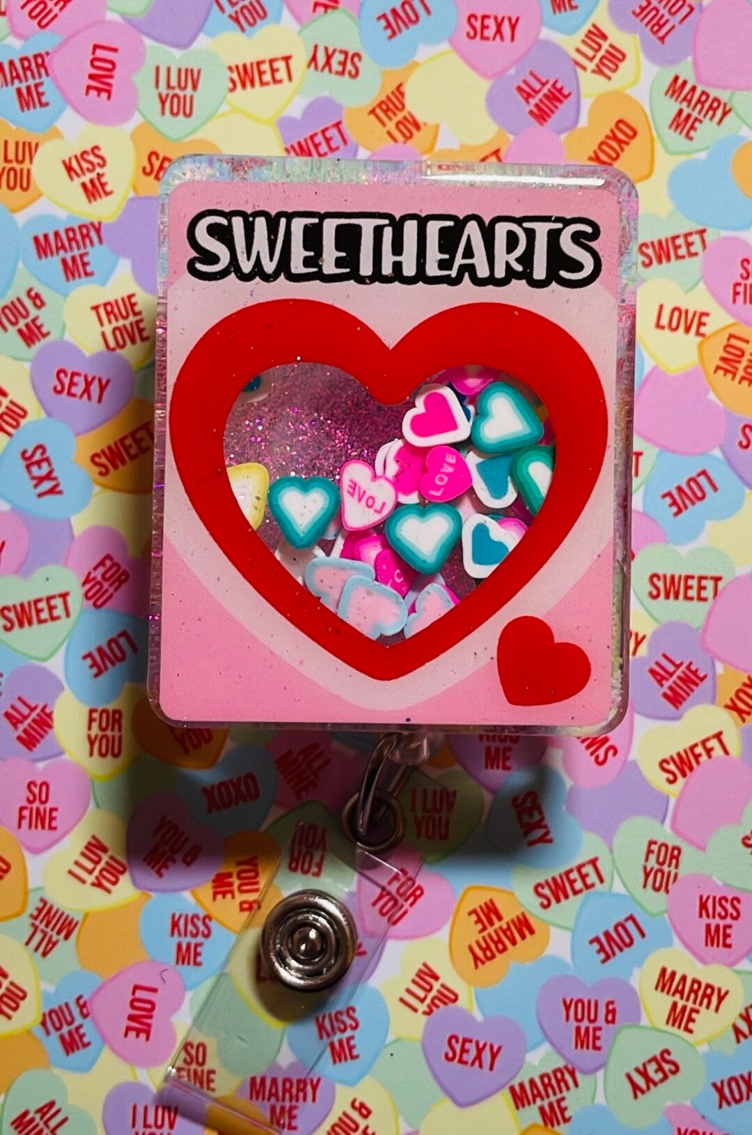 Conversation Hearts Candy Sweethearts Valentines Shaker Badge Reel - Etsy