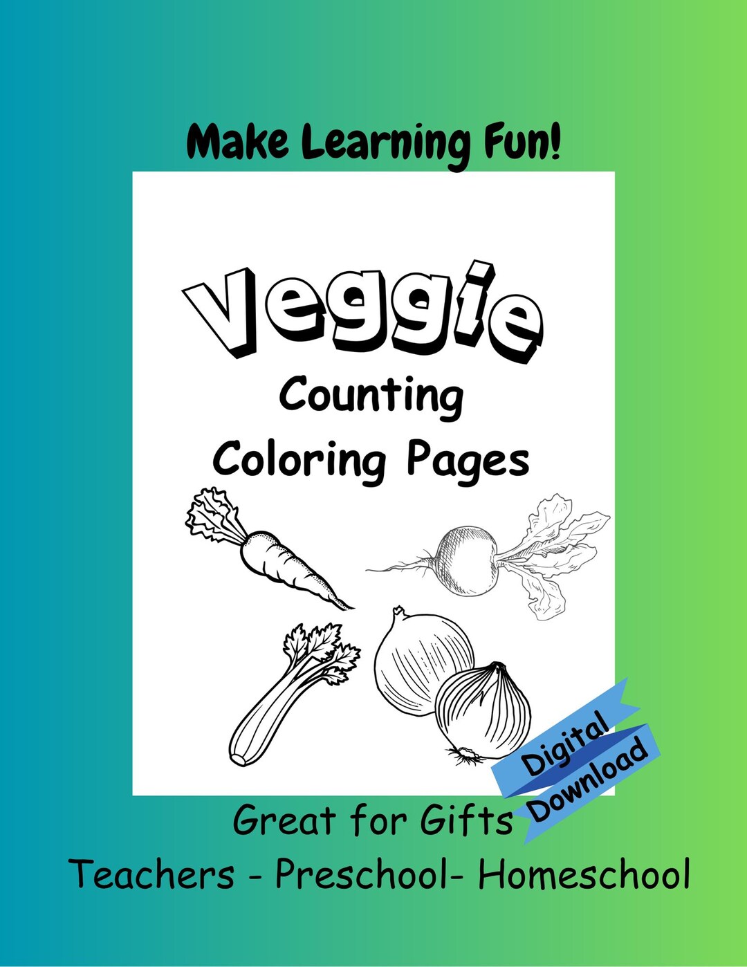Veggie Counting Coloring Pages | Preschool Math Activity, Printable ...