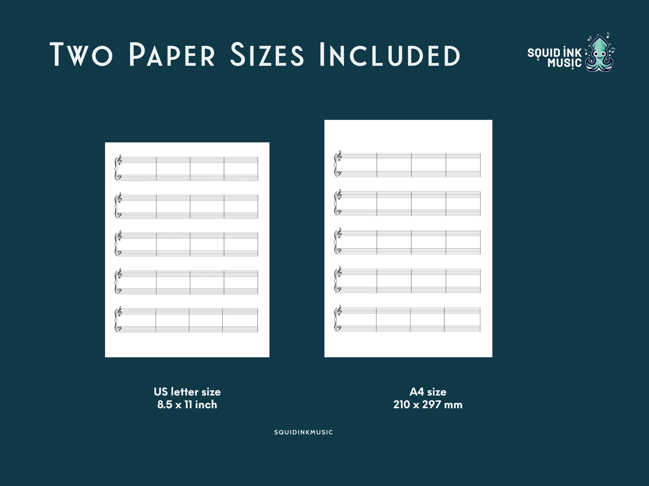 Treble and Bass Clef Blank Manuscript - Etsy