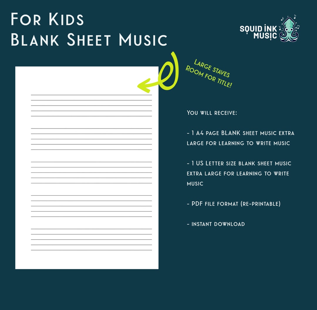 Blank Kids Manuscript (music Paper) - Etsy