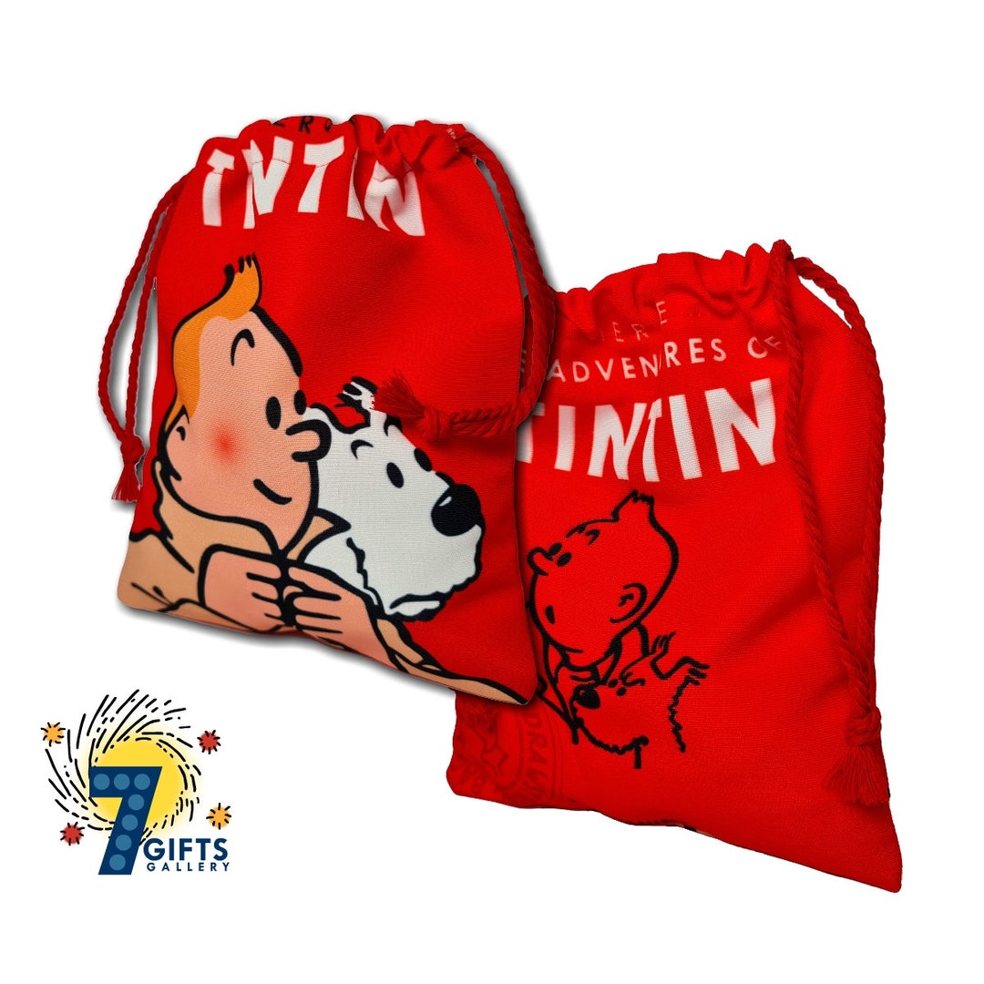 TINTIN Drawstring Bag Party Bag Red TINTIN & Milou snowy Drawstring Bag ...