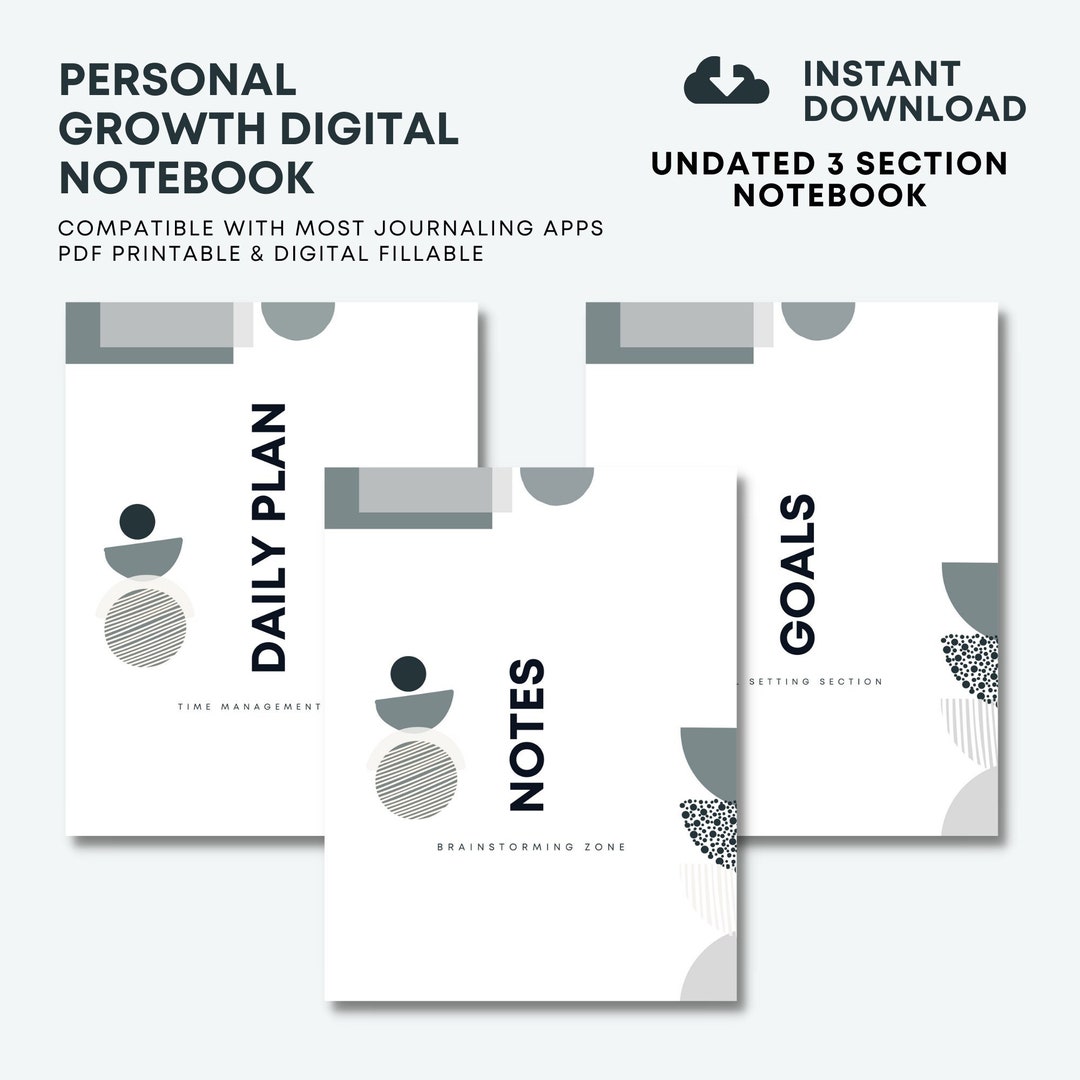 3-section Digital Notebook: Goals Daily Planner and Notes - Etsy
