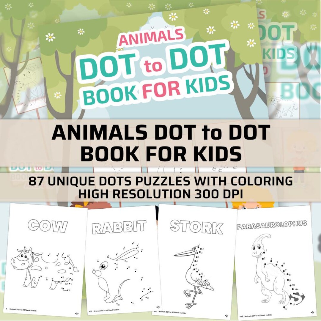 Dot to Dot Activity Pages, Animals, Numbers, Counting (PDF Download) - Etsy