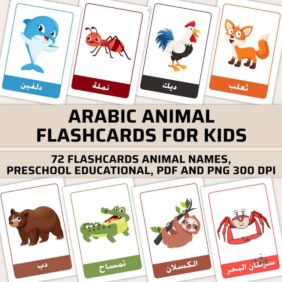 Arabic Animal Flashcards | Preschool Learning Cards (PDF) - Etsy