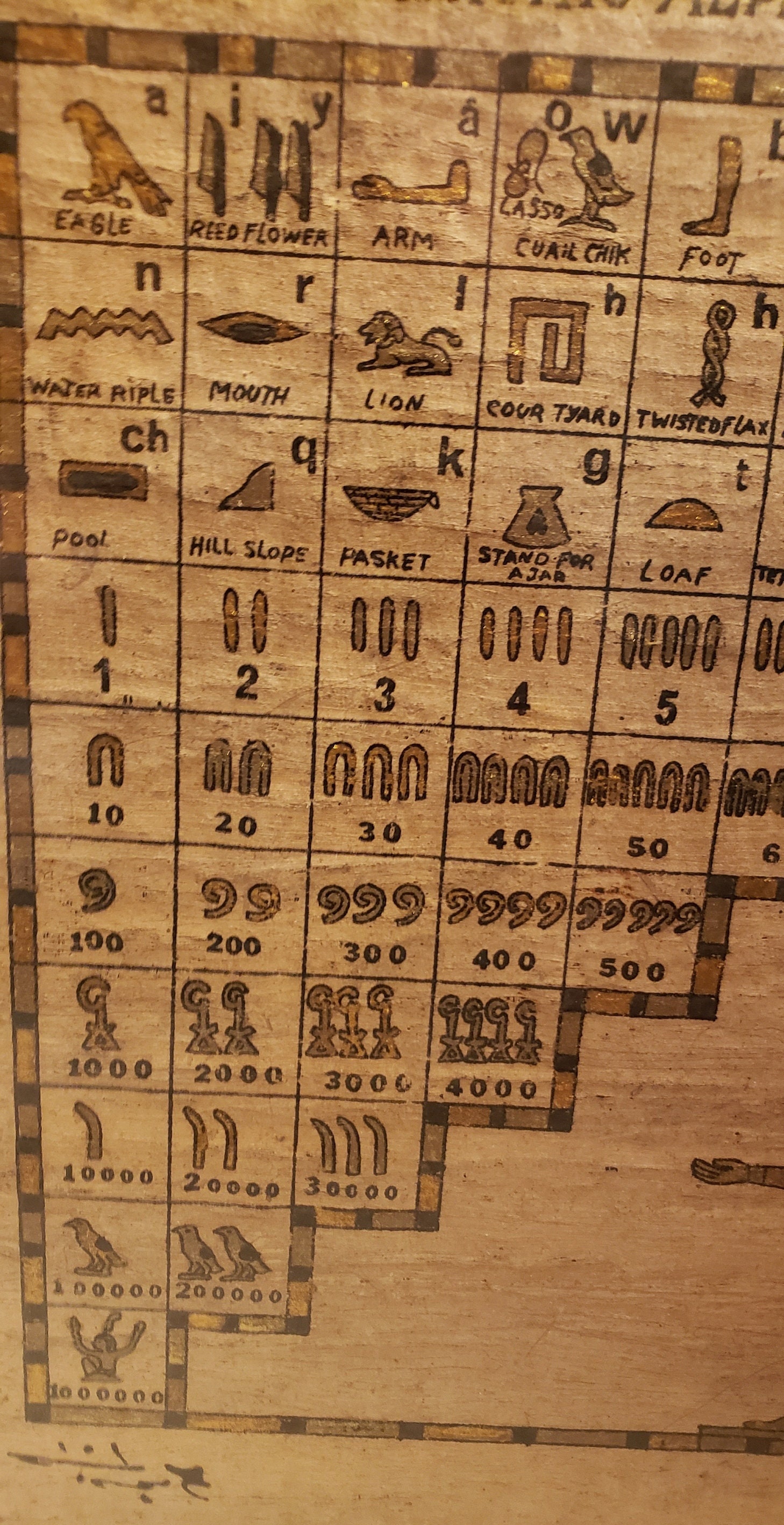 Authentic Hand Painted Egyptian Papyrus of Hieroglyphic Alphabet and ...