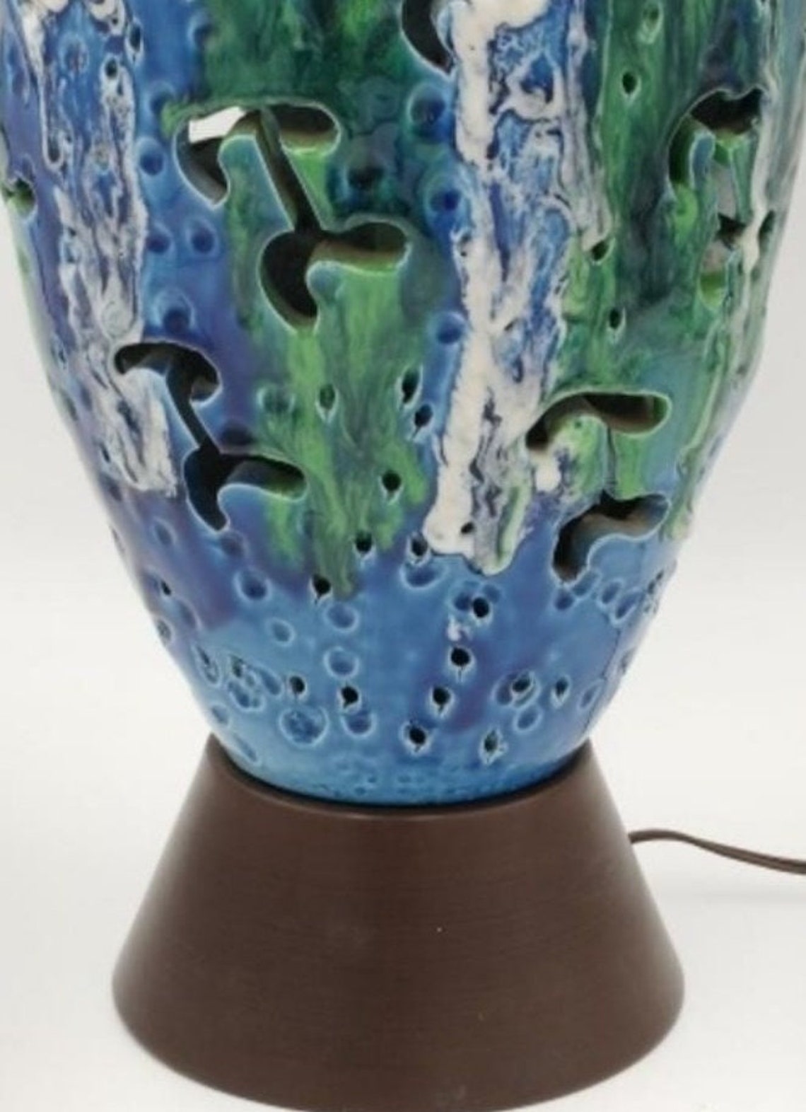1950's Drip Lava Glaze Cutout Ceramic Lamp - Etsy