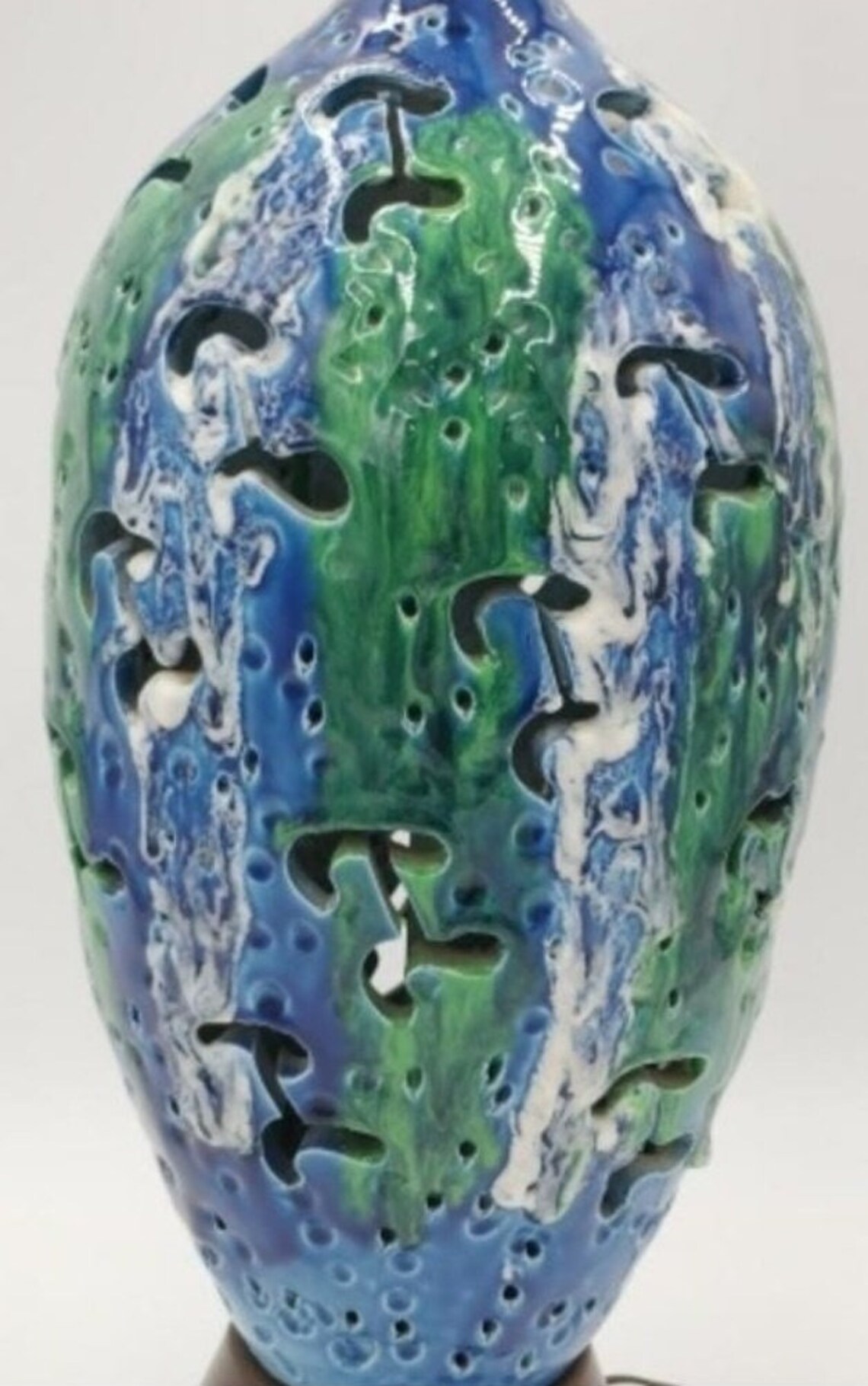 1950's Drip Lava Glaze Cutout Ceramic Lamp - Etsy