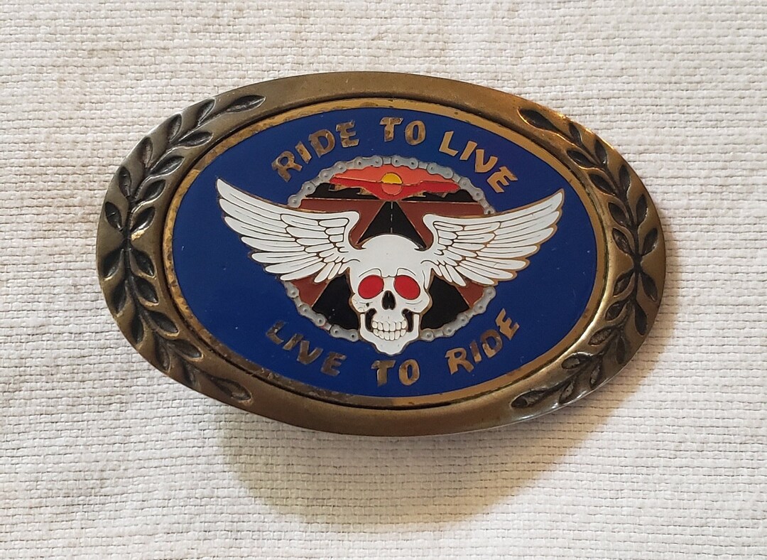 1980 Aminco Buckles Solid Brass "ride to Live; Live to Ride Belt Buckle ...