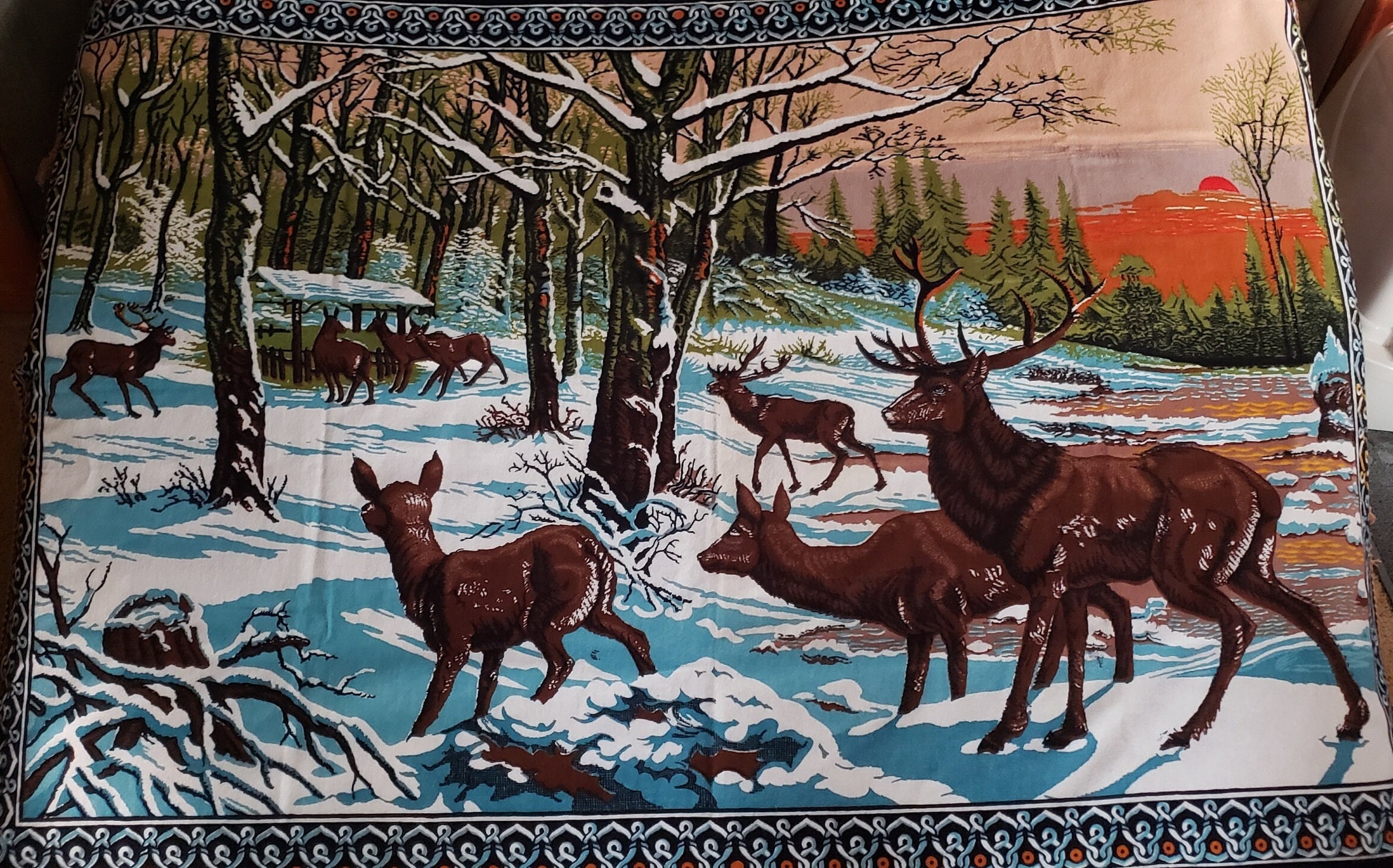Stunning 100% Cotton Turkish Handmade/knotted Winter Scene Tapestry - Etsy