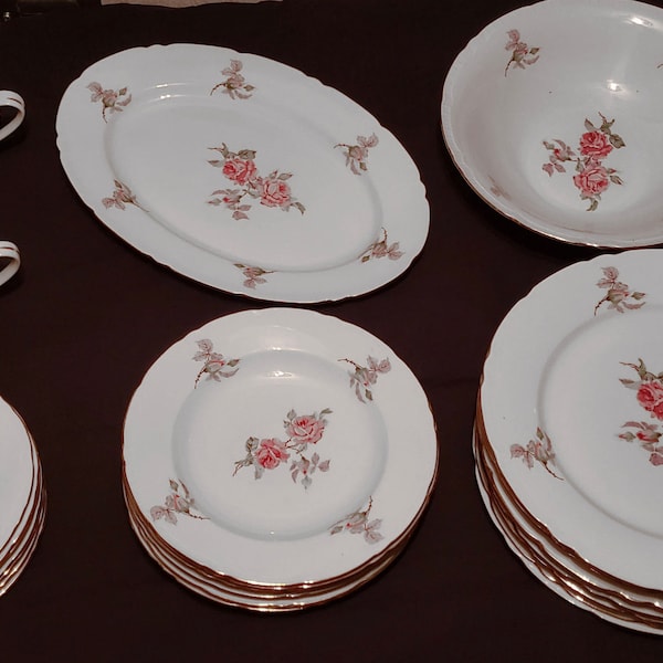 Rose Pattern Dinnerware - Etsy