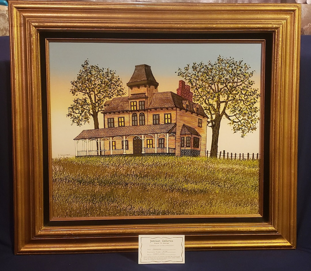 Signed H. Hargrove Genuine Farmhouse/landscape Oil Painting ...