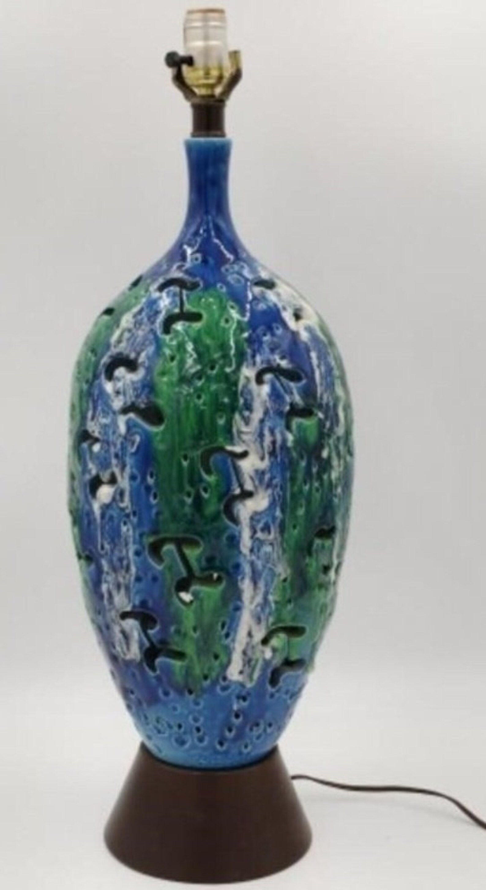 1950's Drip Lava Glaze Cutout Ceramic Lamp - Etsy