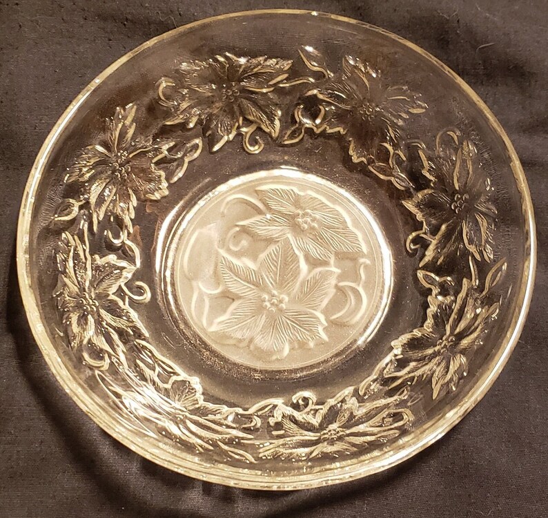 Princess House Fantasia Poinsettia Fine Crystal Plate/bowl Set - Etsy
