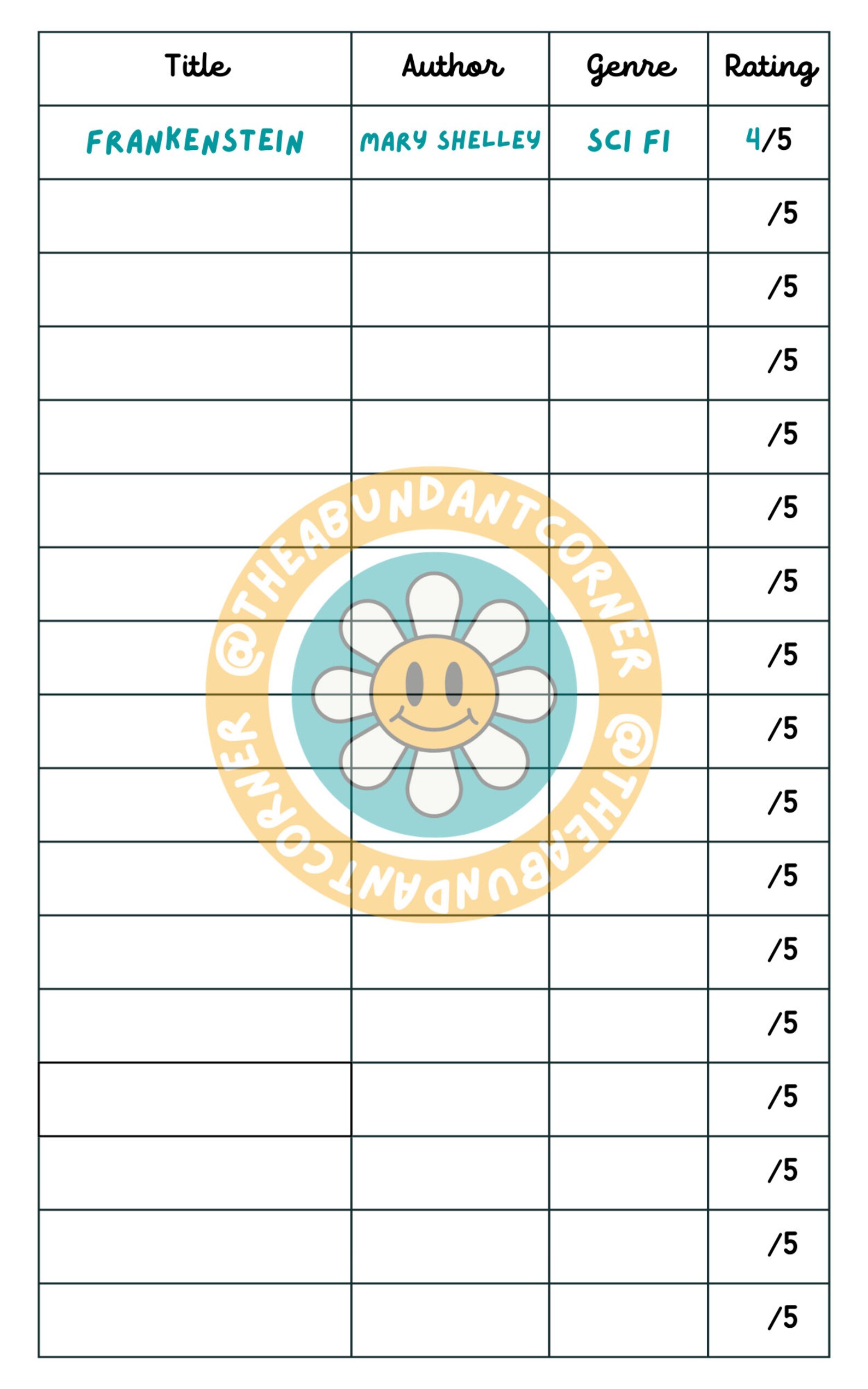 Cute Bookshelf Reading Log With Plants | Book Tracker | Track Reading ...