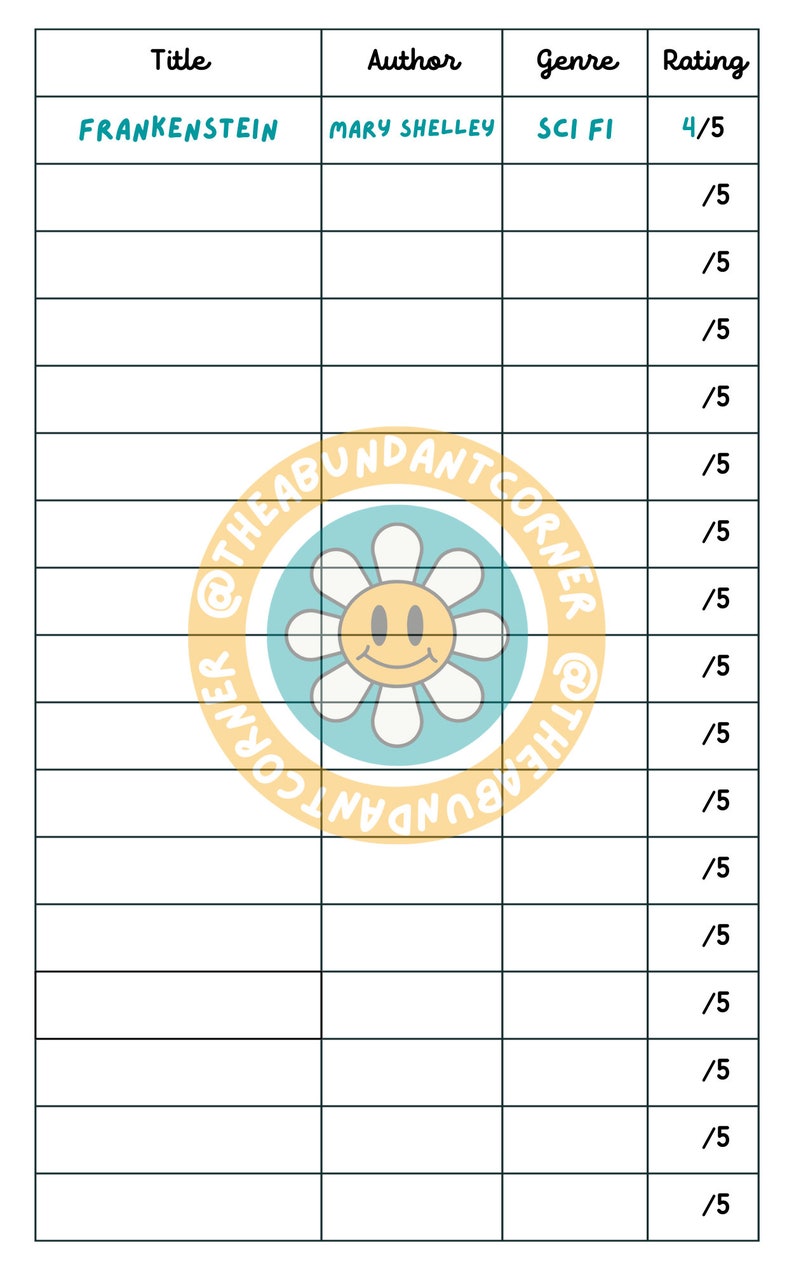 Cute Bookshelf Reading Log With Plants | Book Tracker | Track Reading ...
