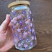 Purple Mini Daisies Glass Cup 16oz Iced Coffee Glass Flower Glass Cup ...