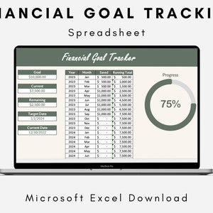 Financial Goal Tracker Excel Spreadsheet Template - Etsy