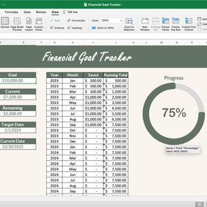 Financial Goal Tracker Excel Spreadsheet Template - Etsy