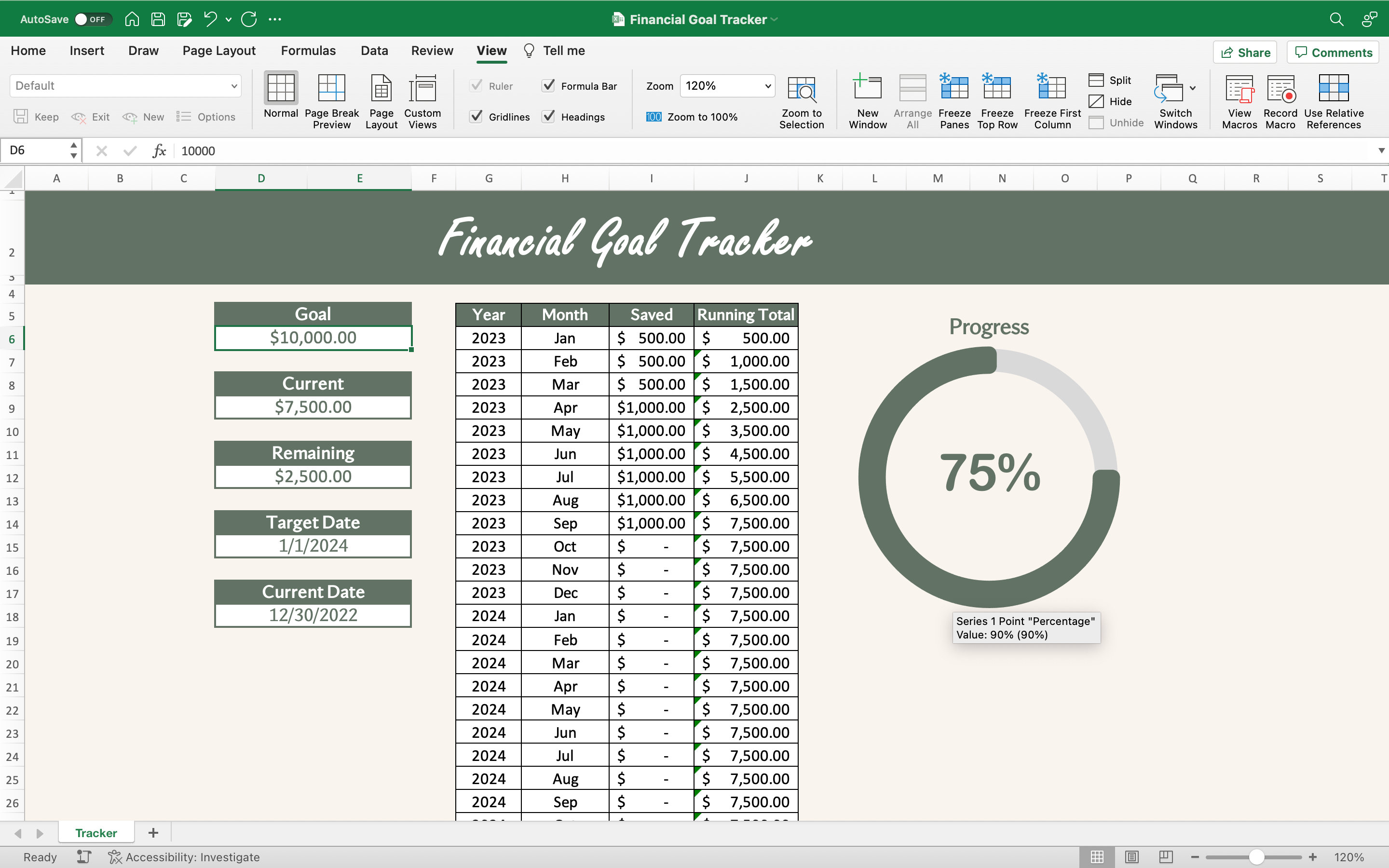 Financial Goal Tracker Excel Spreadsheet Template - Etsy