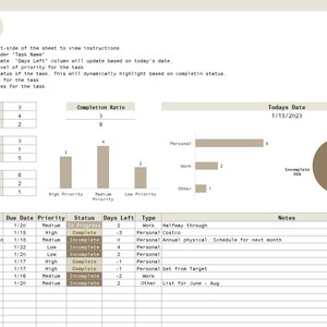 Task List Excel Spreadsheet Template - Etsy