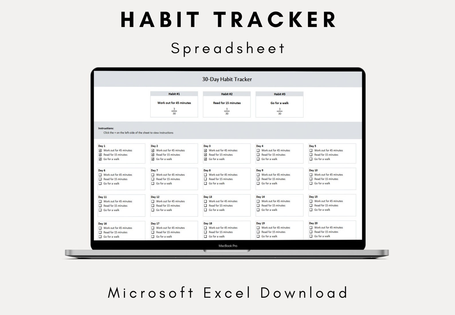 Habit Tracker Excel Spreadsheet - Etsy